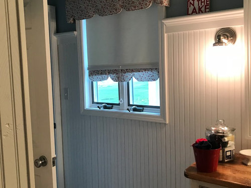 Window treatments for bed and bath with beadboard paneling?