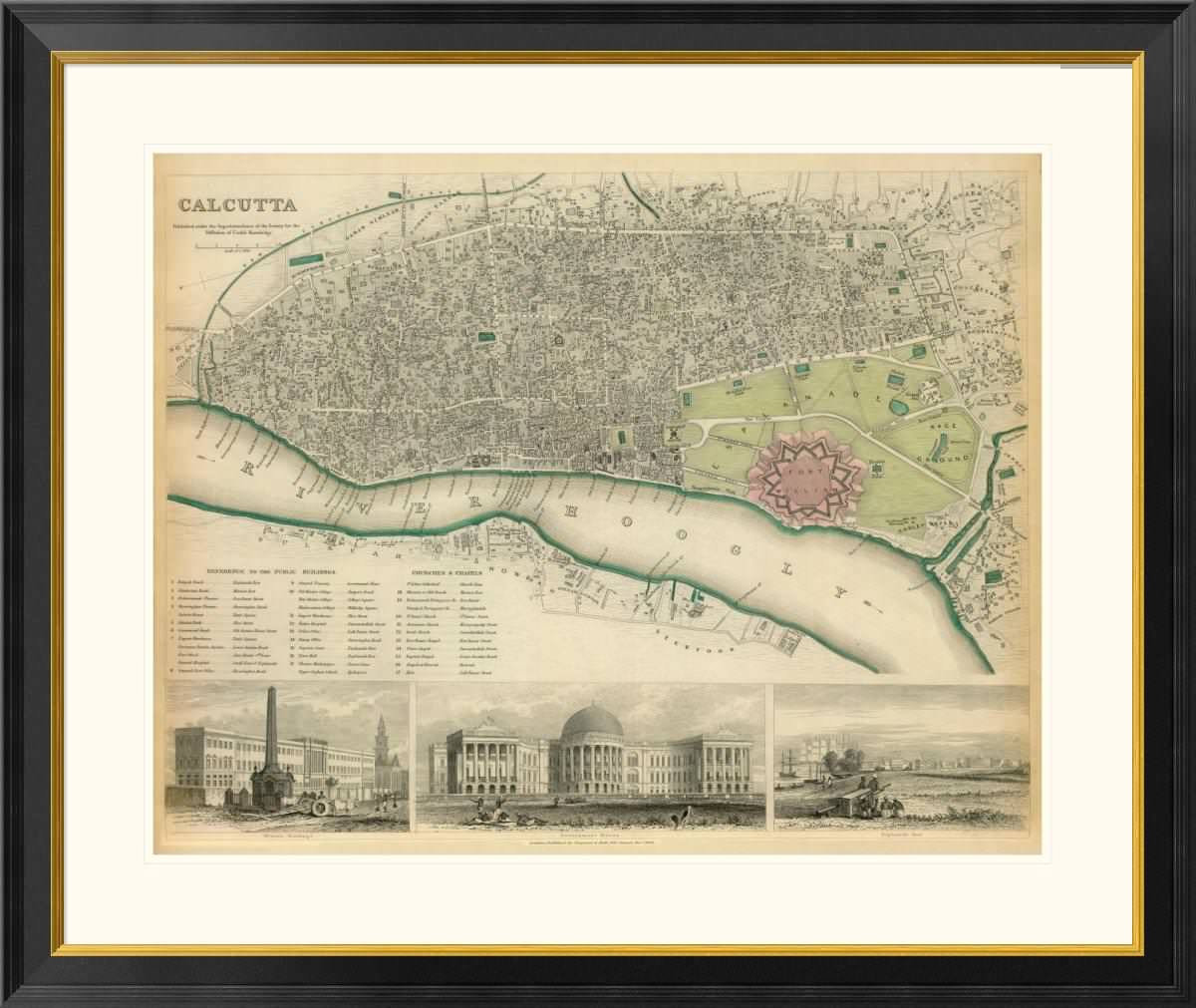 Calcutta, India, 1842, 26"x1.5"x23", 40"x1.5"x34" - Traditional ...