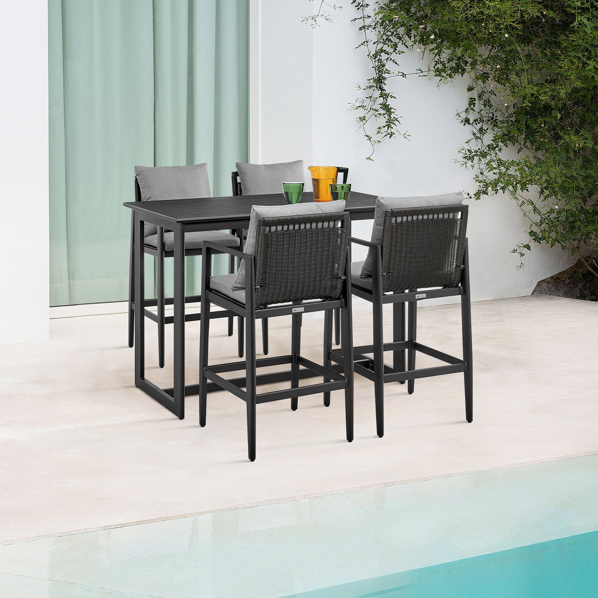 Cayman Outdoor Patio Bar Height Dining Table, Aluminum - Transitional ...