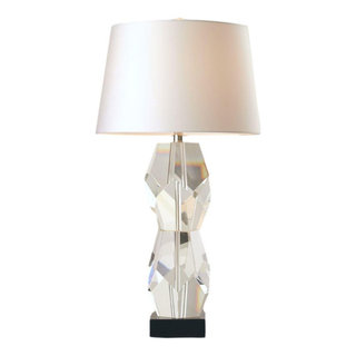 Elegant Stacked Crystal Blocks Table Lamp Faceted 34 in Large Solid ...
