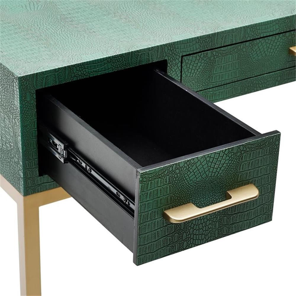 Southern Enterprises Carabelle Faux Croc Leather Computer Desk in Green ...