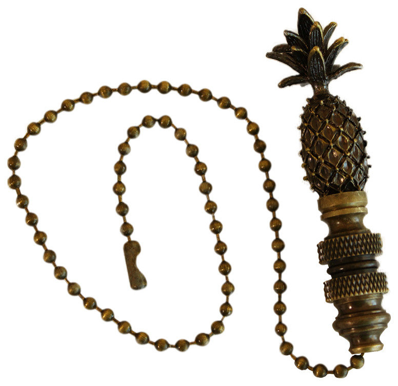 Tall Pineapple Ceiling Fan Pull, 2.5"h with 12" Antiqued Brass Chain ...