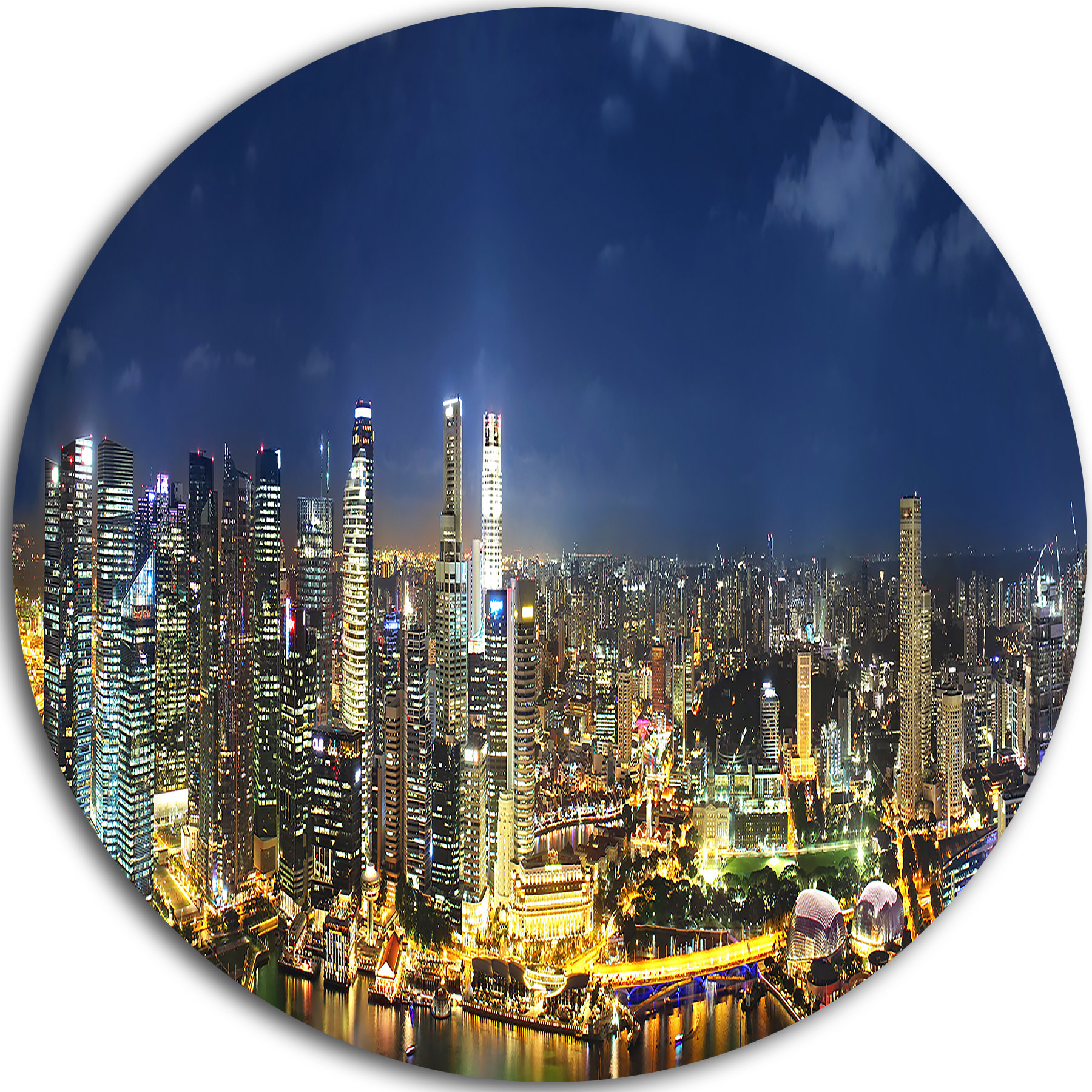 Singapore Skyscrapers Panorama, Cityscape Round Wall Art, Disc of 23 ...