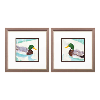 Bathing Mallard Wall Art, 2-Piece Set - Rustic - Prints And Posters ...