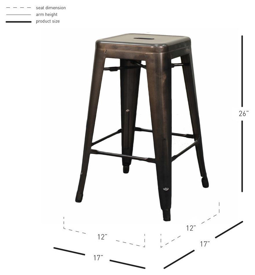 Metropolis Metal Backless Counter Stool, Set of 4, Gunmetal Gray ...