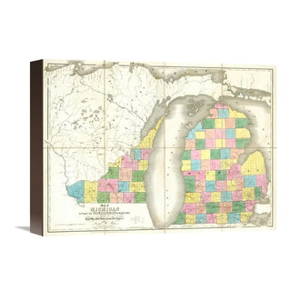 Map Of Michigan & Part Of Wisconsin Territory, 1839, 16"x1.5"x12", 16 ...
