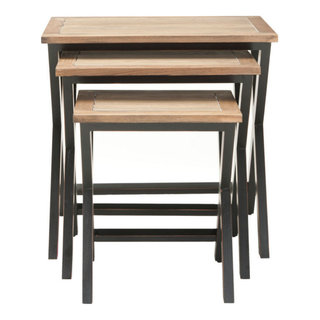 Rigsby Stacking Tray Tables, Black Oak - Industrial - Coffee Table Sets ...