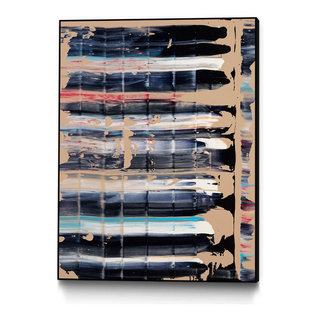 Light Blue, Red, Black Art block Framed Canvas, 24"x36" - Contemporary ...