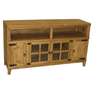 Rustic Pine Wood 60" TV Stand - Rustic - Entertainment Centers And Tv ...