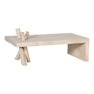 Branch Waterfall Coffee Table, Bleached, 54x27x17"h - Beach Style ...