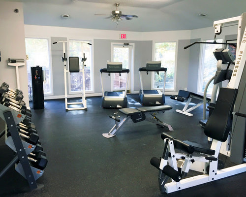St Louis Home Gym Design Ideas, Renovations & Photos with Grey Walls