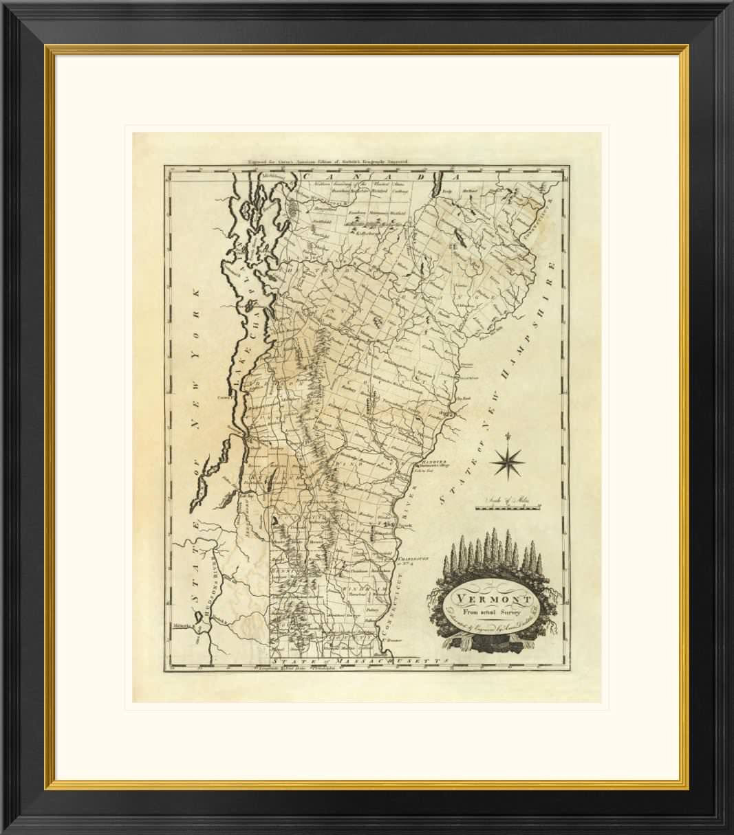 "Vermont, 1795" Framed Digital Print by Mathew Carey, 23x26", 28"x1.5 ...