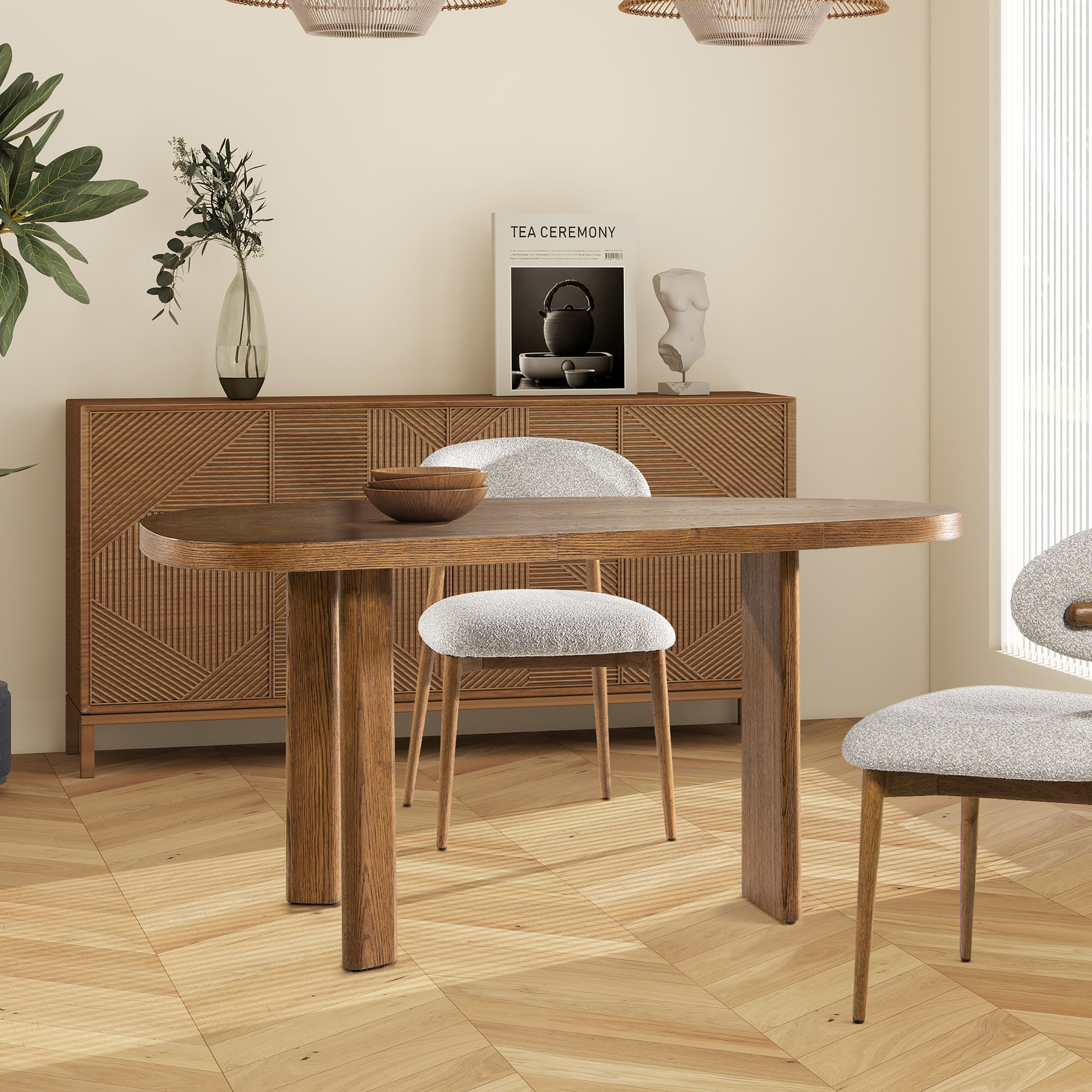 Melvin 60" Oak Wood Oblong Console Table, Cafe Brown - Transitional - Console Tables - by ...