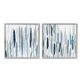 Abstract Brushed Rainfall Contemporary Modern Painting , 2pc, 12"x12 ...