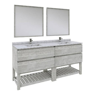 Formosa 72" Modern Ash Double Sink Vanity Set w/ Open Bottom ...