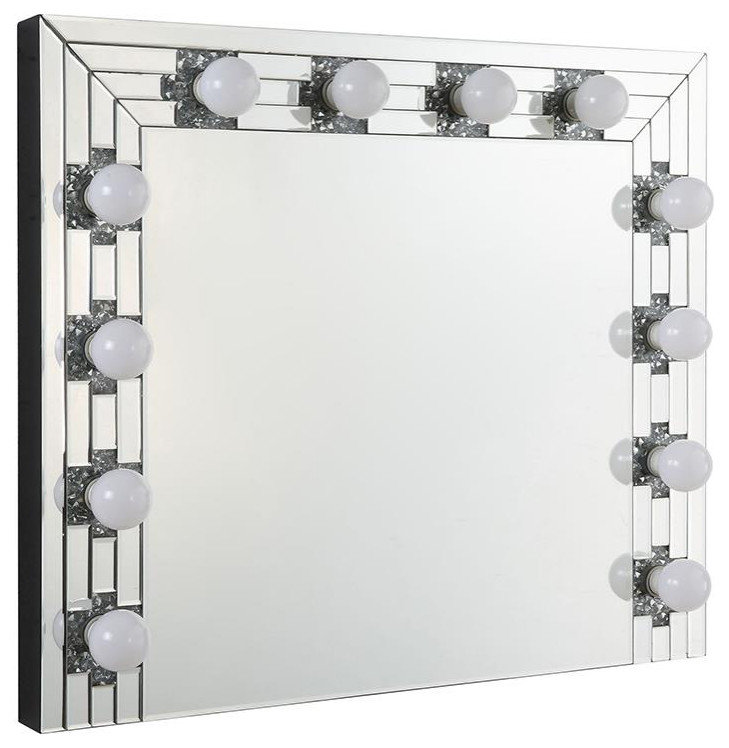 ACME Noralie Wall Decor in Mirrored and Faux Diamonds - Contemporary ...
