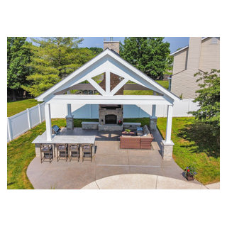 Open Gable Pool House with Fireplace and Grilling Area - Patio - St ...