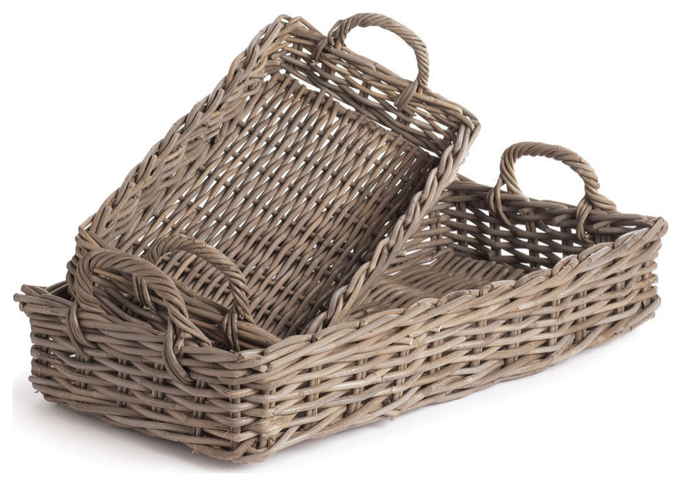 Normandy Rectangle Trays, Set of 2, 29x15x7.5;25x11.5x6 - Tropical ...