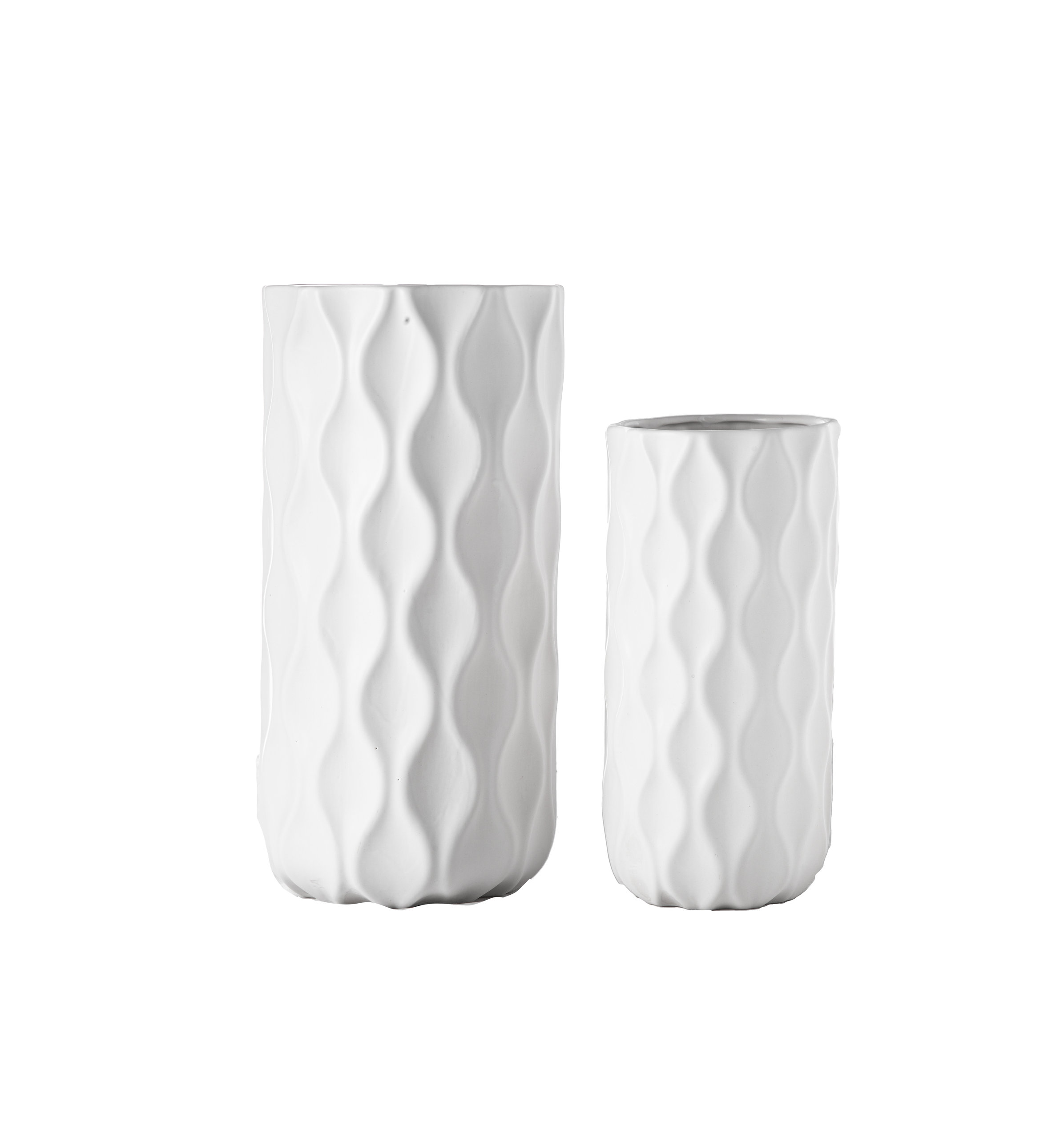 Ceramic Vase with Imperial Pattern Design Body Matte White Finish, Set ...