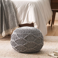 Woodbine Morven Modern Knitted Cotton Round Pouf - Scandinavian - Floor Pillows And Poufs - by ...