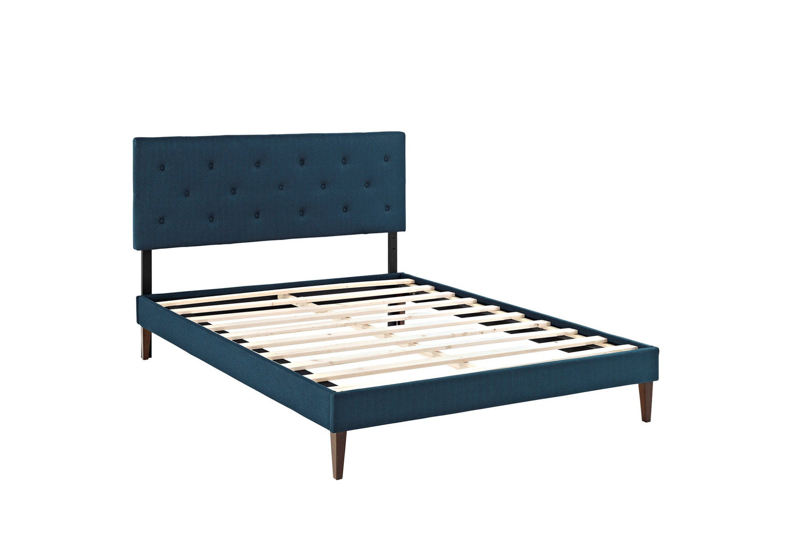 Modern Contemporary Urban Queen Size Platform Bed Frame, Navy Blue ...