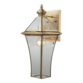 Moses 1 Light Outdoor Wall Light, Brushed Brass - Traditional - Outdoor ...