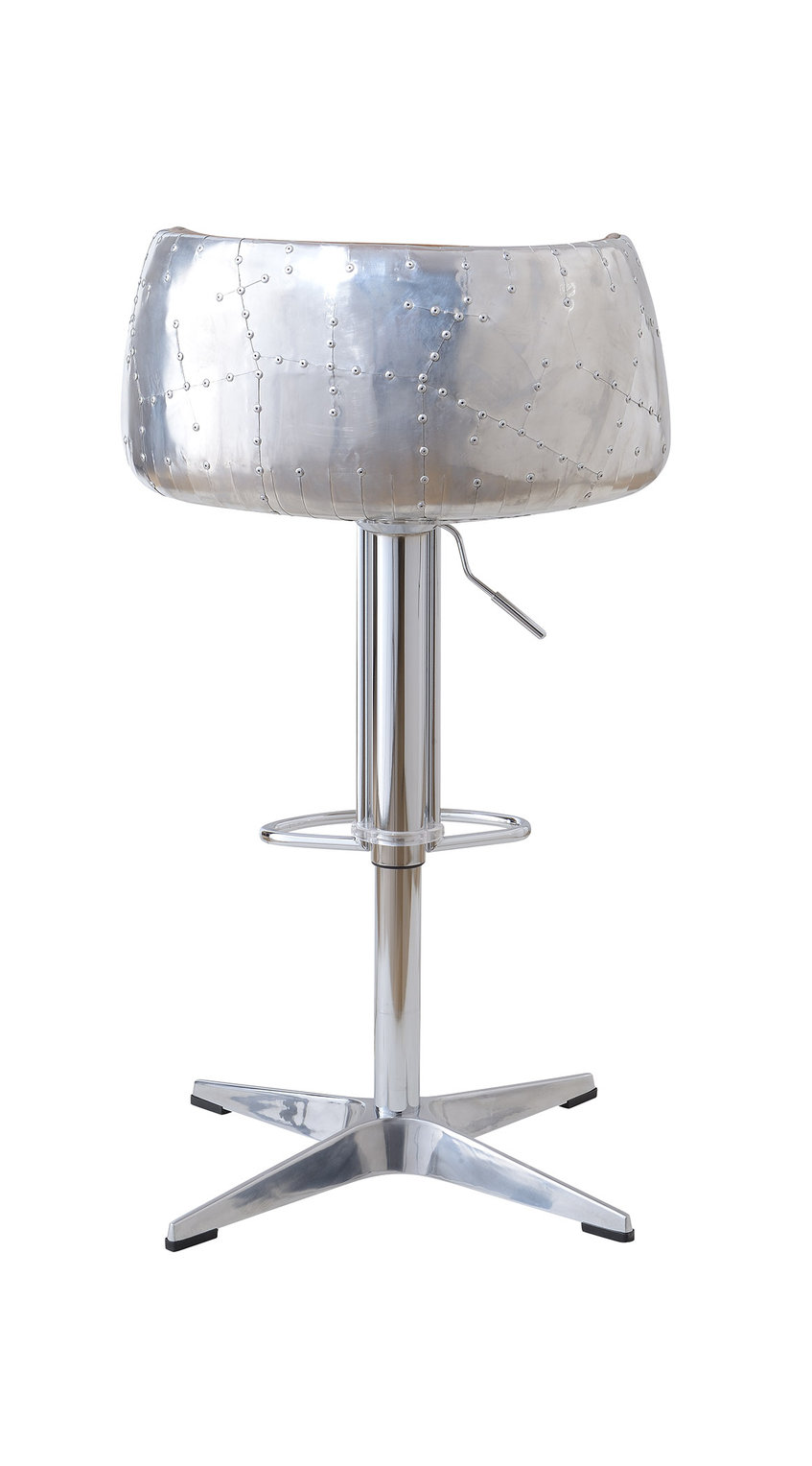 Aviator Adjustable Height Bar Stool, Leather and Metal - Contemporary ...