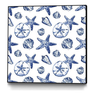 Giant Art Canvas 20x20 Deep Ocean Treasures White Pattern Framed in ...