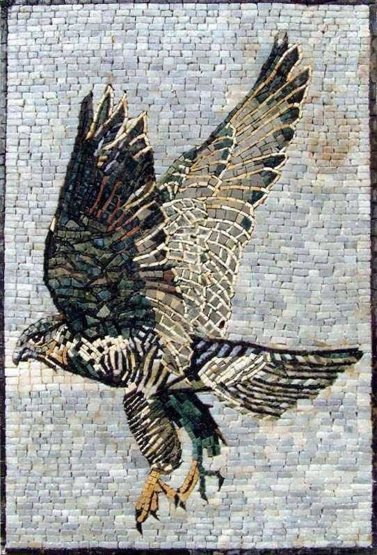 Mosaic Wall Art, Hunting Falcon, 32" x 48" - Contemporary - Tile Murals ...