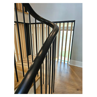 115_Stunning Continuous Rail System on 3 Story Floating Stairs ...