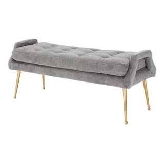 Contemporary Glam Tufted Bench, Upholstered Design, Sleek Golden Legs ...