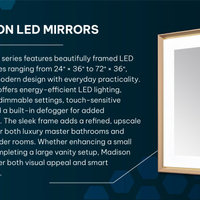 Madison LED Lighted Chamfer Frame Mirror, Defogger, Matte Black, 60"x36 ...