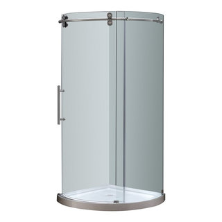 Frameless Round Shower Enclosure+Base Stainless Steel, 36"x36"x77.5 ...