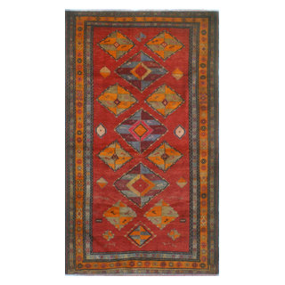 Fine Vintage Distressed Jamile Red/Orange Rug, 3'9x7'0, 3'9x7'0 ...