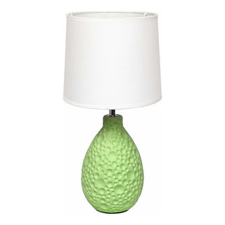 Simple Designs Textured Stucco Ceramic Oval Table Lamp - Contemporary ...