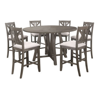 Athens 7-piece Drop Leaf Counter Height Dining Set Barn Grey - Dining ...