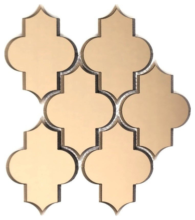 Gold Glass Mirror 4" x 5.5" Small Lantern Arabesque Waterjet Mosaic ...