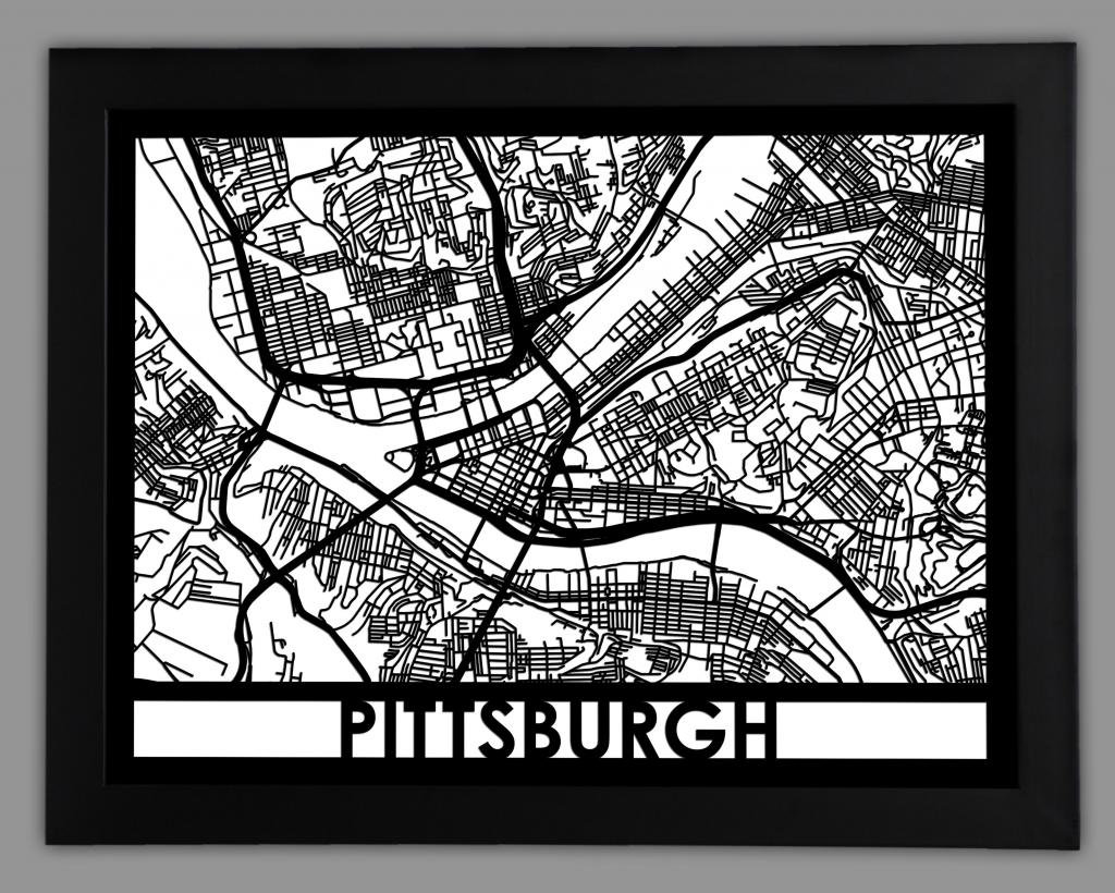 Pittsburgh Street Map - Contemporary - Prints And Posters - by Cut Maps ...