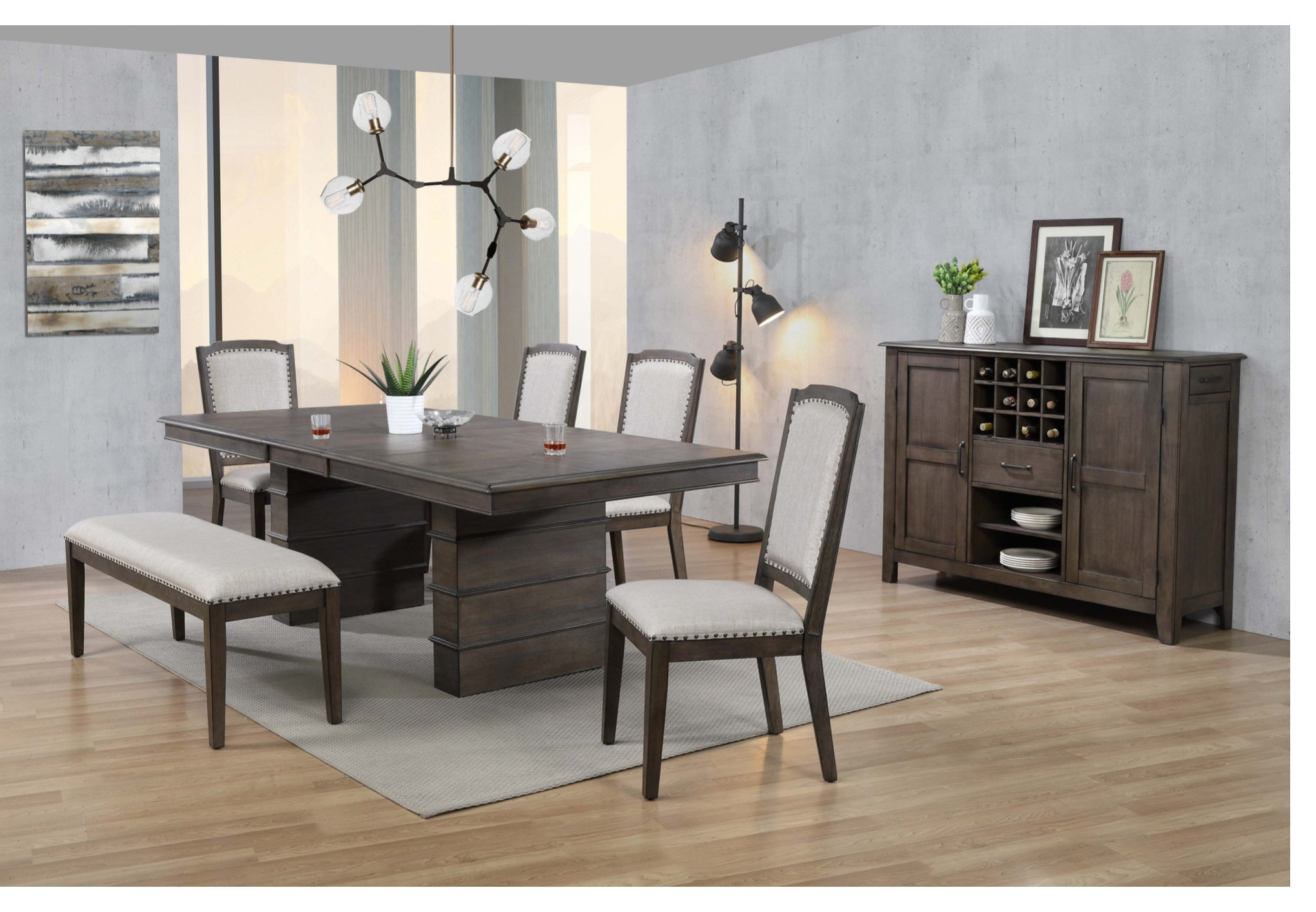 Sunset Trading Cali 7 Piece Extendable Dining Set, Bench, Server ...