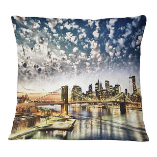 New York City Manhattan Skyline Cityscape Photo Throw Pillow, 18"x18 ...