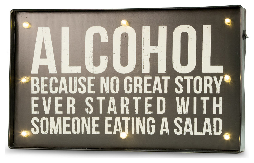 Alcohol Sign, Led Lighted, Wall Mountable - Industrial - Metal Wall Art ...