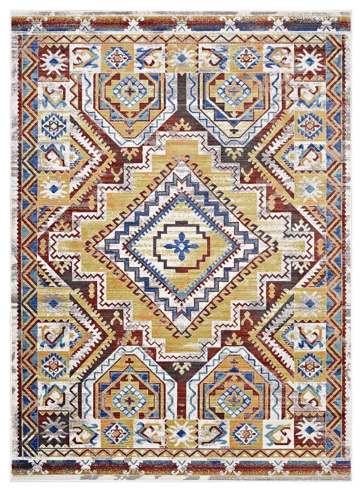 Florita Distressed Southwestern Aztec Area Rug, Multicolored, 5'x8 ...