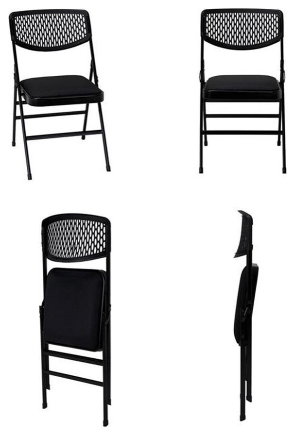 COSCO Ultra Comfort Commercial XL Padded Folding Chair in Black 4-Pack ...