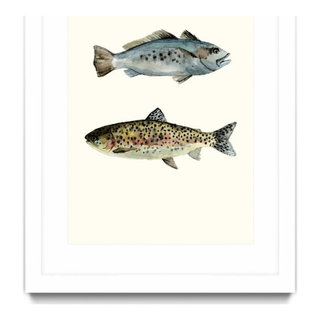Giant Art 24x36 Fish Grouping 1 Matted and Framed in Pink - Beach Style ...