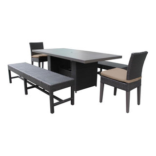 Belle Rectangular Outdoor Patio Dining Table With 2 Chairs and 2 ...