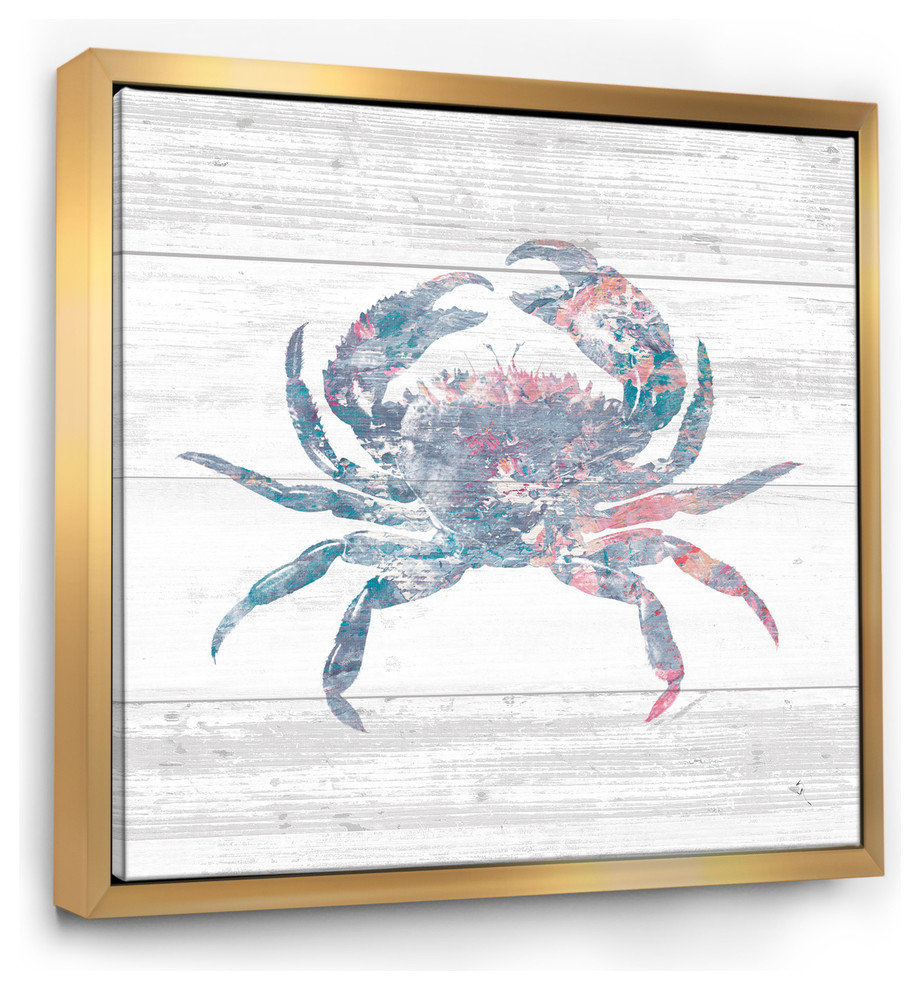 Designart Pink Crab Ocean Life Nautical Coastal Framed Painting Print ...