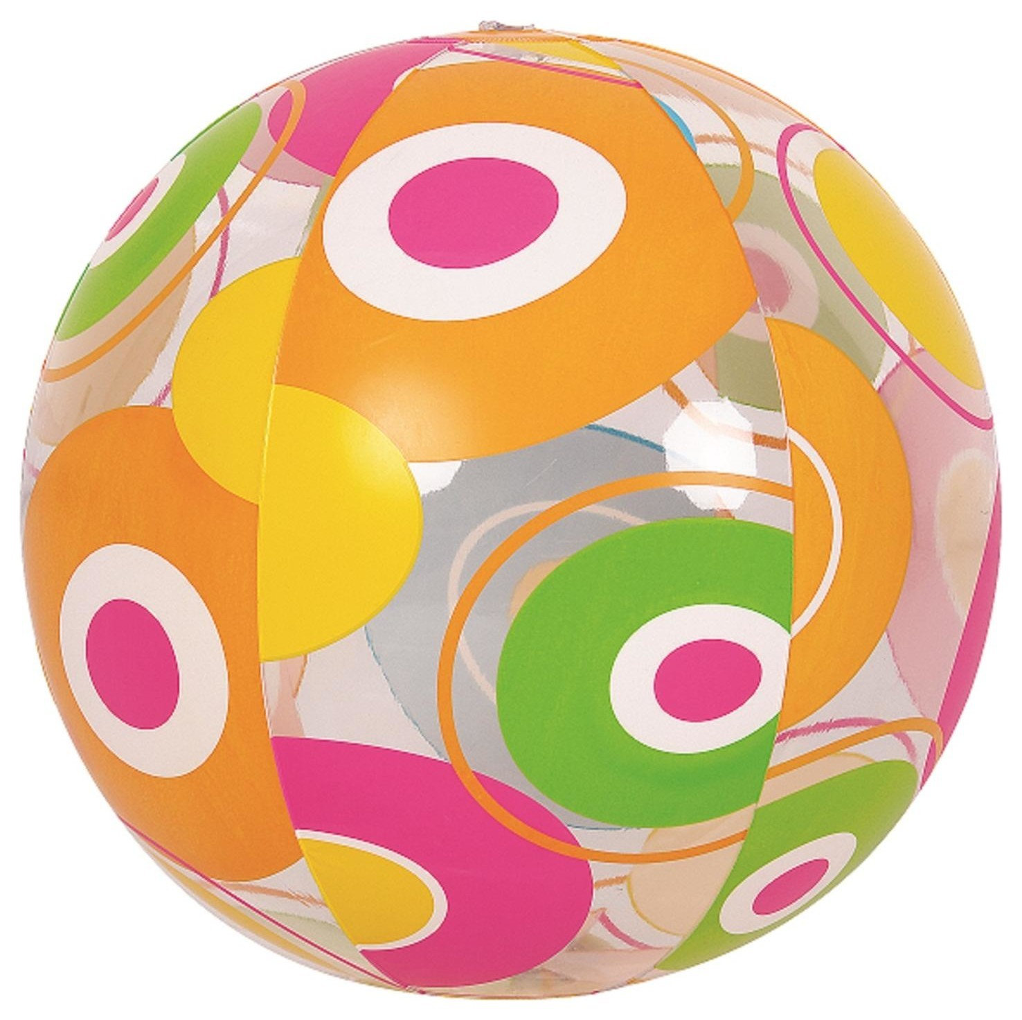 20" Colorful 6-Panel Circle Print Inflatable Beach Ball Swimming Pool ...