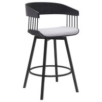Athena Upholstered Wood Swivel Bar or Counter Stool with Black Metal ...