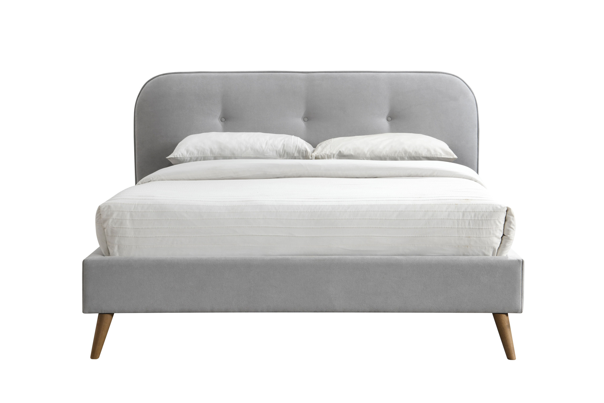 Graves Bed, Gray Fabric, Eastern King - Midcentury - Platform Beds - by ...