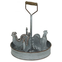 Rustic Metal 5 Slot Tray With Rooster Dividers - Farmhouse - Serving ...